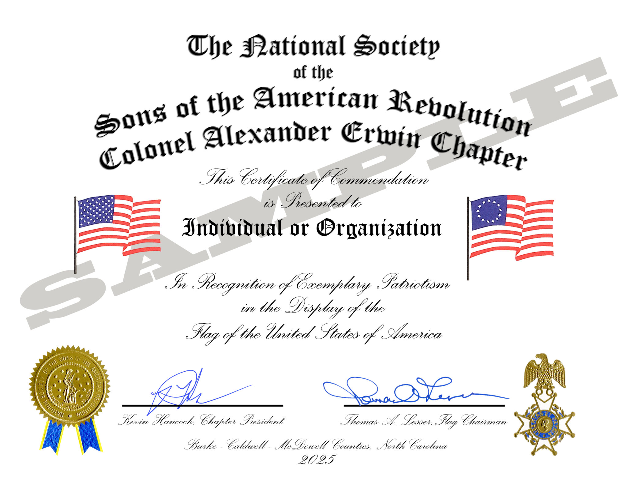 U.S. Flag Recognition and Retirement – Col. Alexander Erwin Chapter